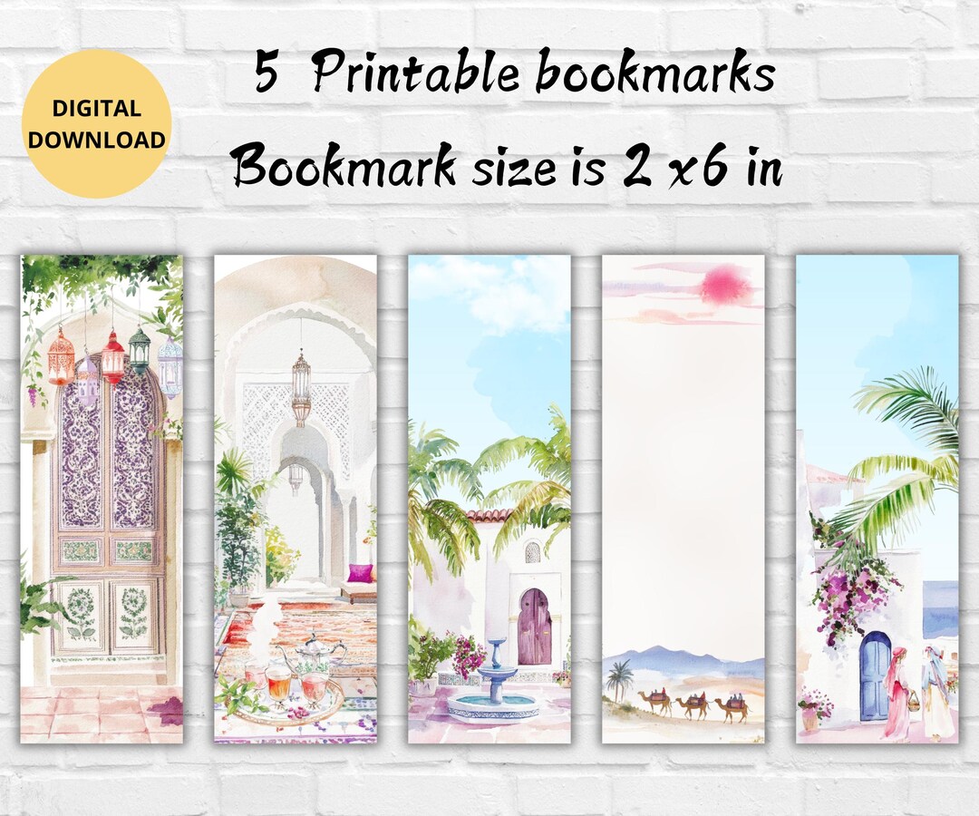 Morocco Printable Bookmark Bundle-watercolor Bookmarks -floral ...