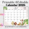 Editable April 2026 Calendar, Happy Easter With Cute Bunny, Printable ...