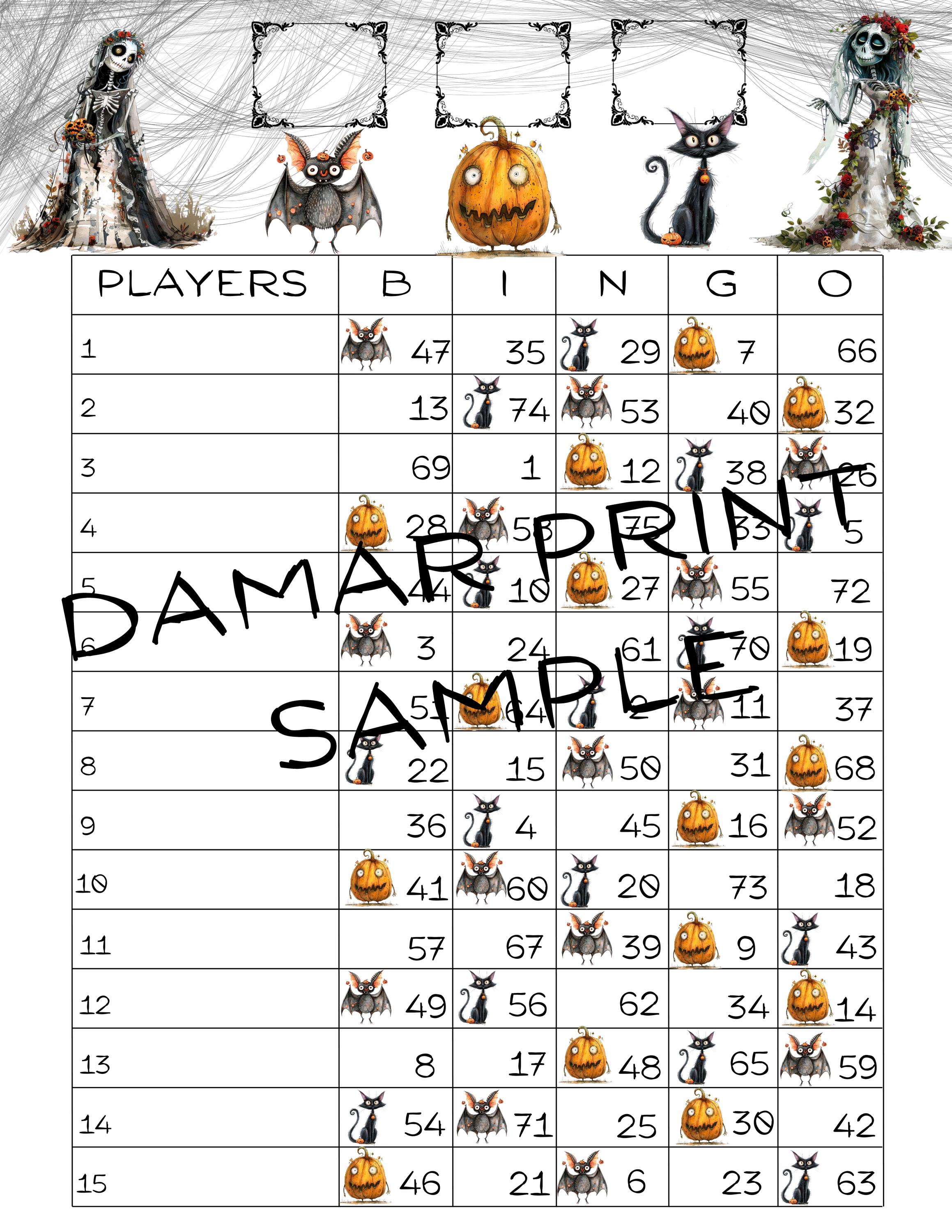Halloween Bingo Boards - Instant Download -printable Bingo Boards ...
