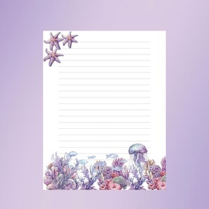 Sea Marine Printable Stationery-watercolor Ocean Writing Set A4/A5/US ...