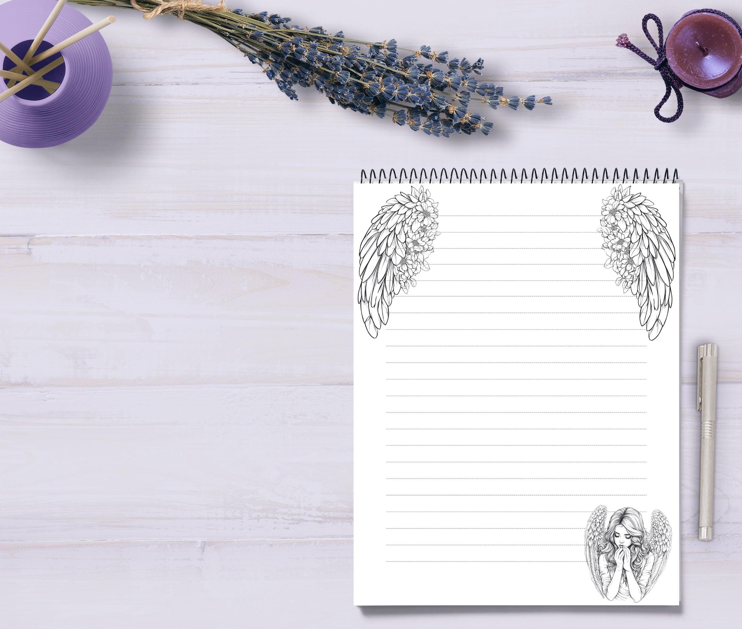 Angel Wings Printable Stationery Set -coloring Wings Writing Paper Set ...