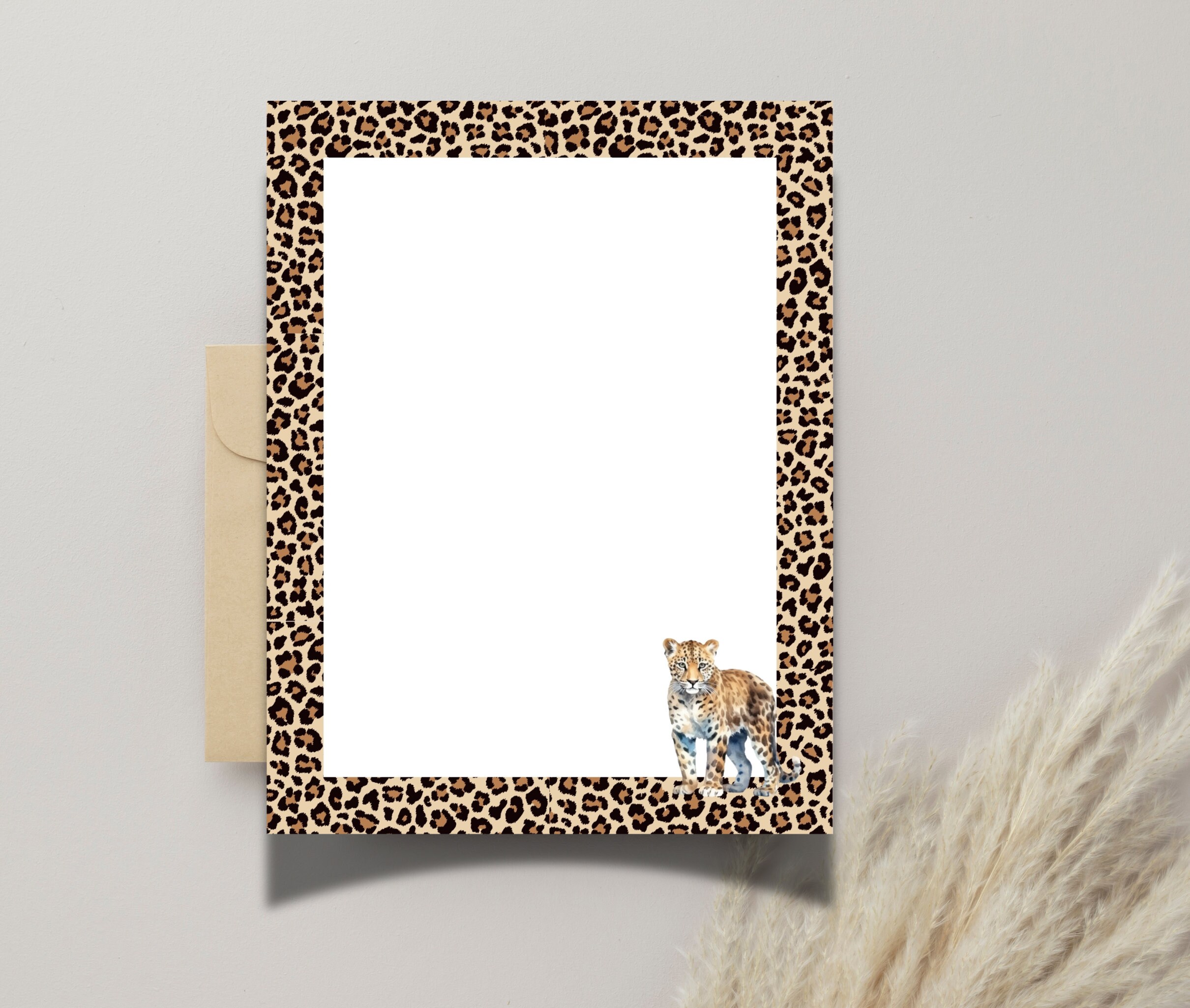 Leopard Printable Stationery Set-animal Print Writing Paper Set Unlined ...