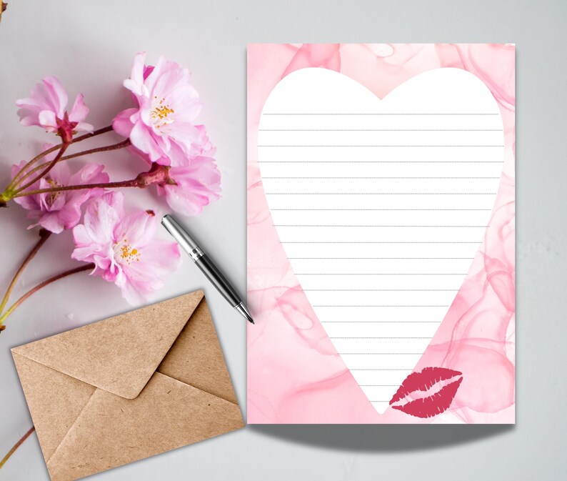Hearts Printable Stationery-valentine's Day Printable Writing Paper ...
