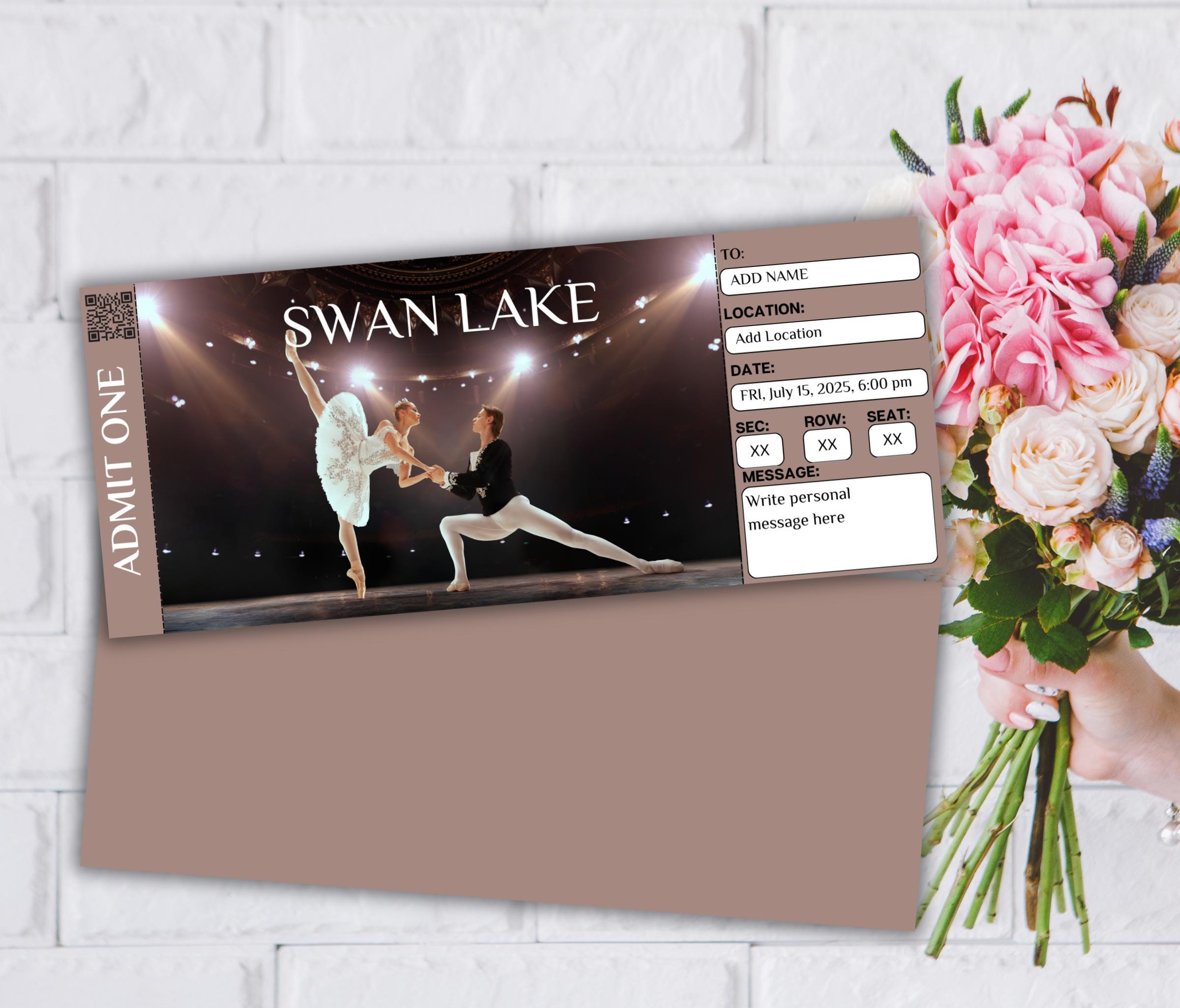 Ballet Ticket Editable Template-ballet Gift Ticket-ballet Lover Gift ...