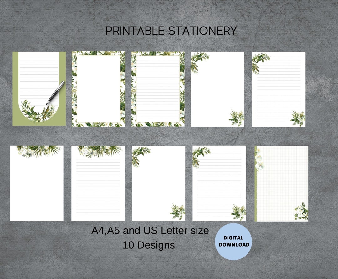 Printable Writing Paper,letter Writing Bundle,digital Download,orhid ...