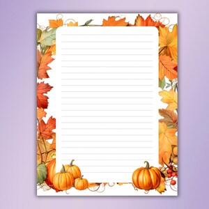 Fall Pumpkins Printable Stationery,autumn Printable Stationery ...