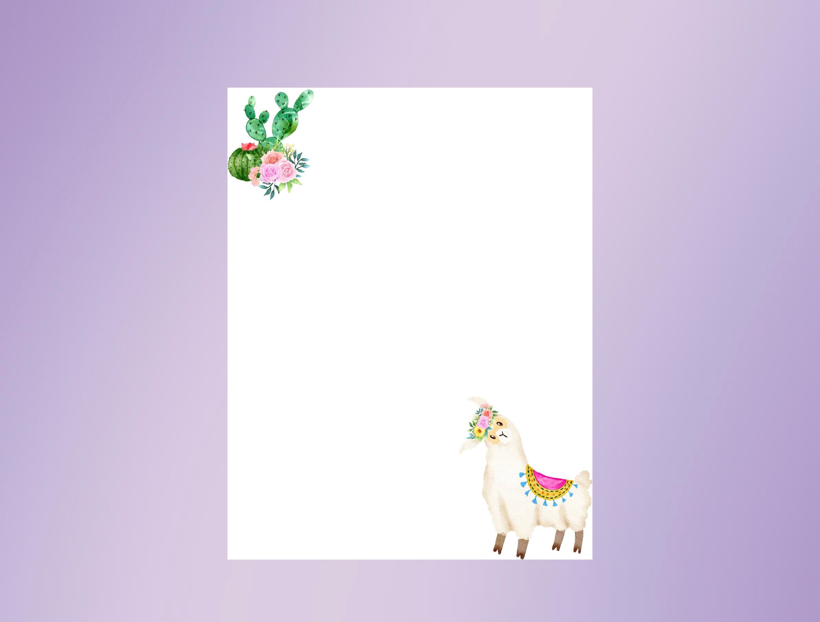 Llama Printable Stationery,printable Writing Paper,letter Writing Paper ...