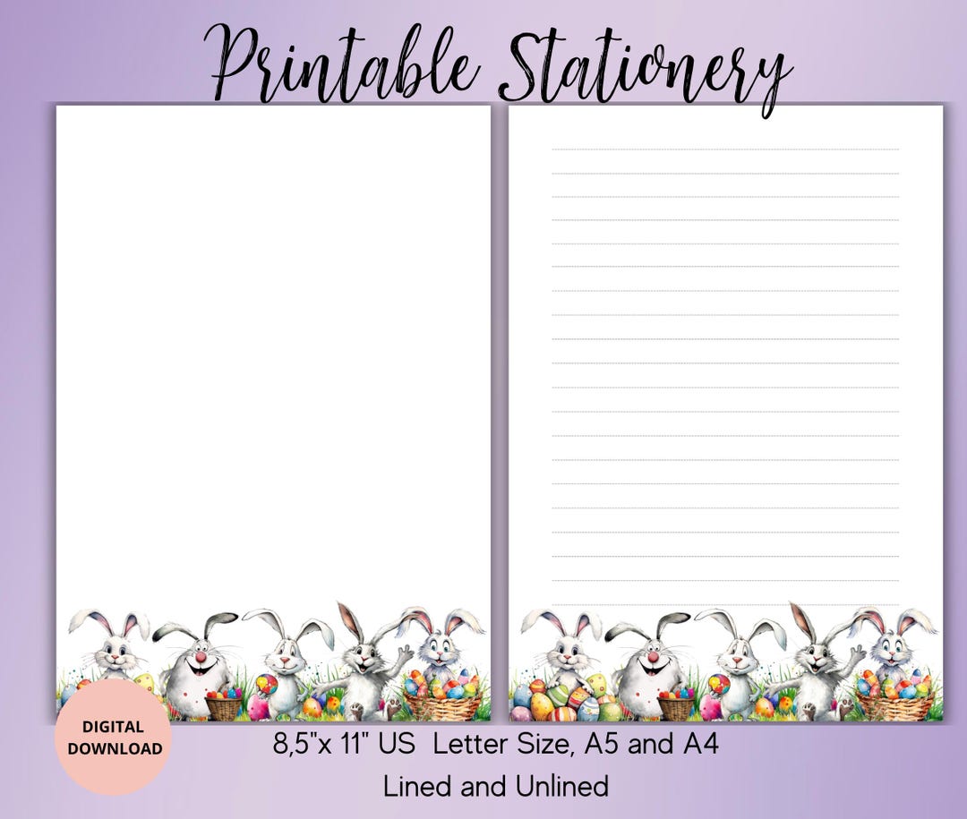 Easter Funny Bunnies Printable Stationery-happy Easter Printable ...