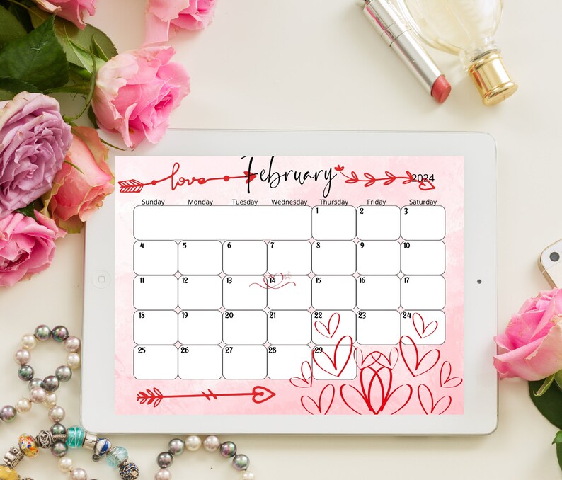 Calendario editable de febrero de 2024-Imprimible Sweet Valentine ...