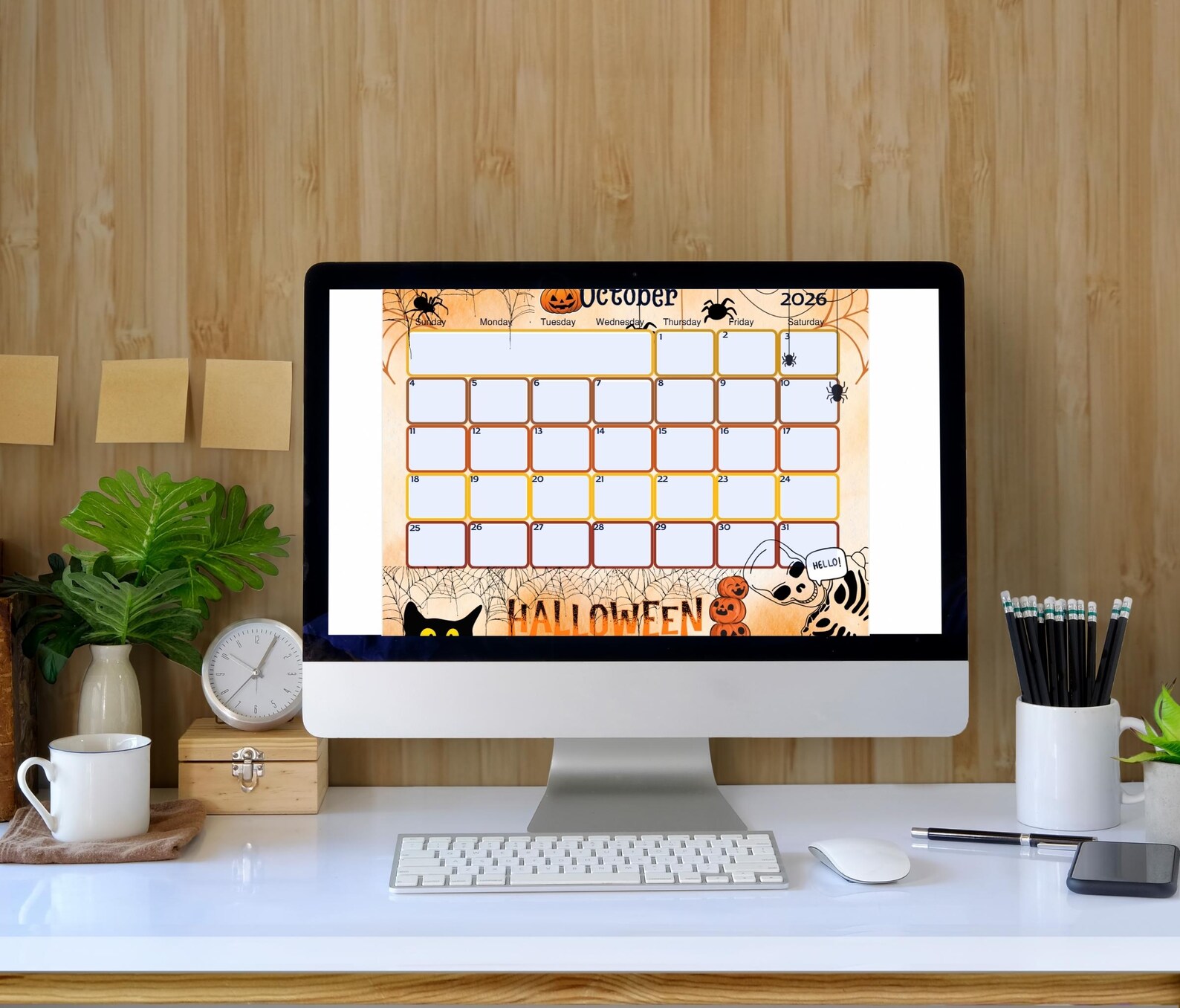 Editable Printable October 2026 Calendar-cute Spooky Halloween 2026 ...