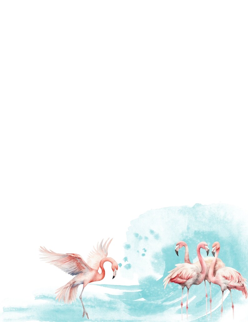 Flamingo Printable Stationery-birds Stationary-tropical Notepad ...