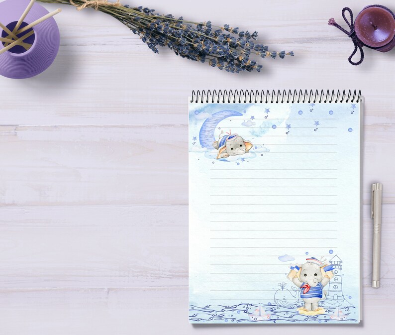 Elephant Printable Stationery-kids Stationary-animal Writing Paper Set ...