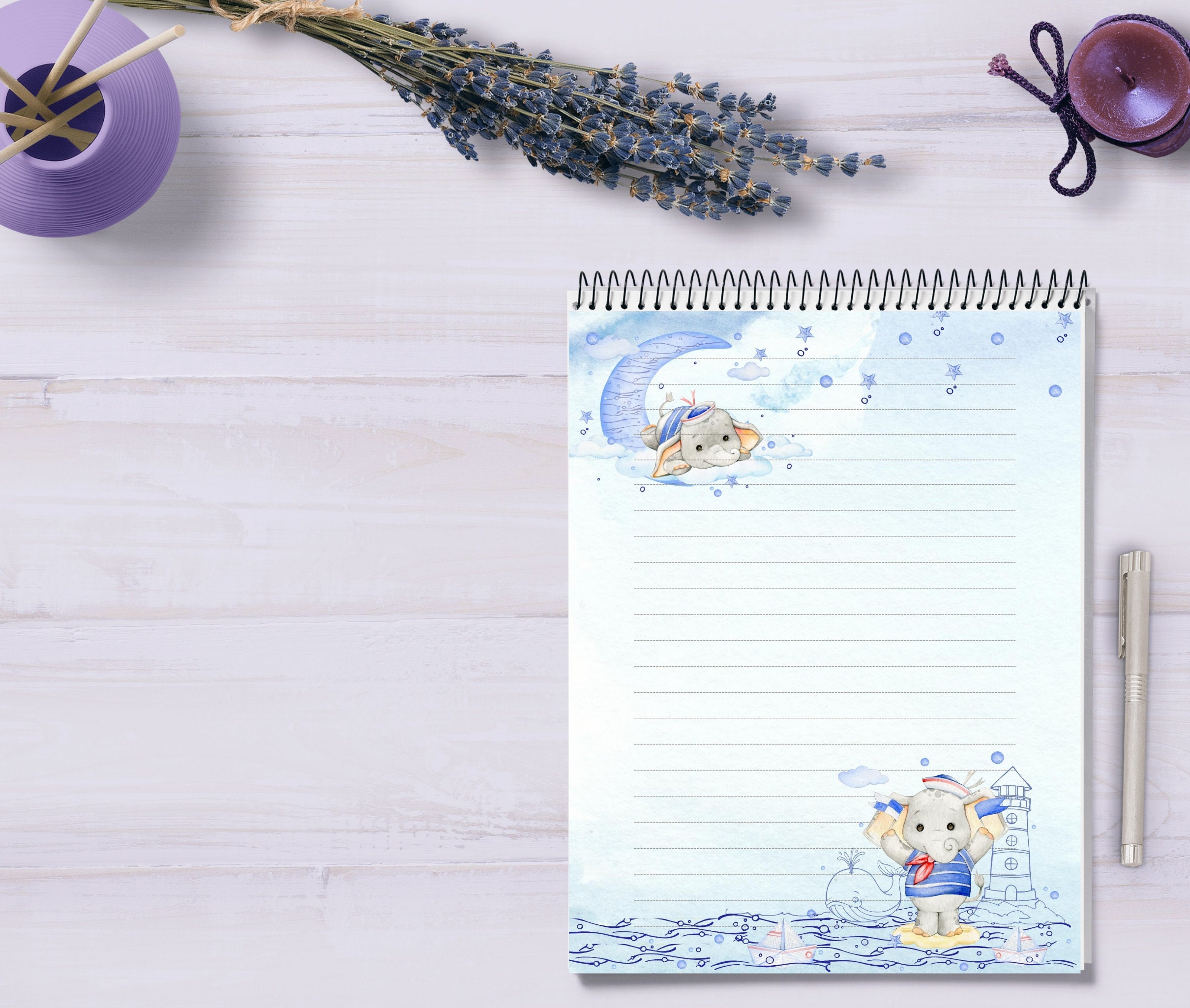 Elephant Printable Stationery-kids Stationary-animal Writing Paper Set ...