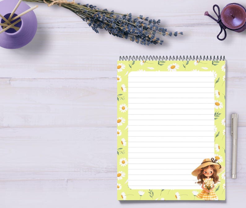 Daisy and Girl Printable Stationery-summer Writing Paper Set Unlined ...