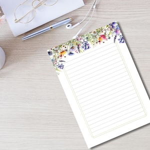 Wildflowers Printable Stationery Set-flower Writing Paper Lined,unlined ...