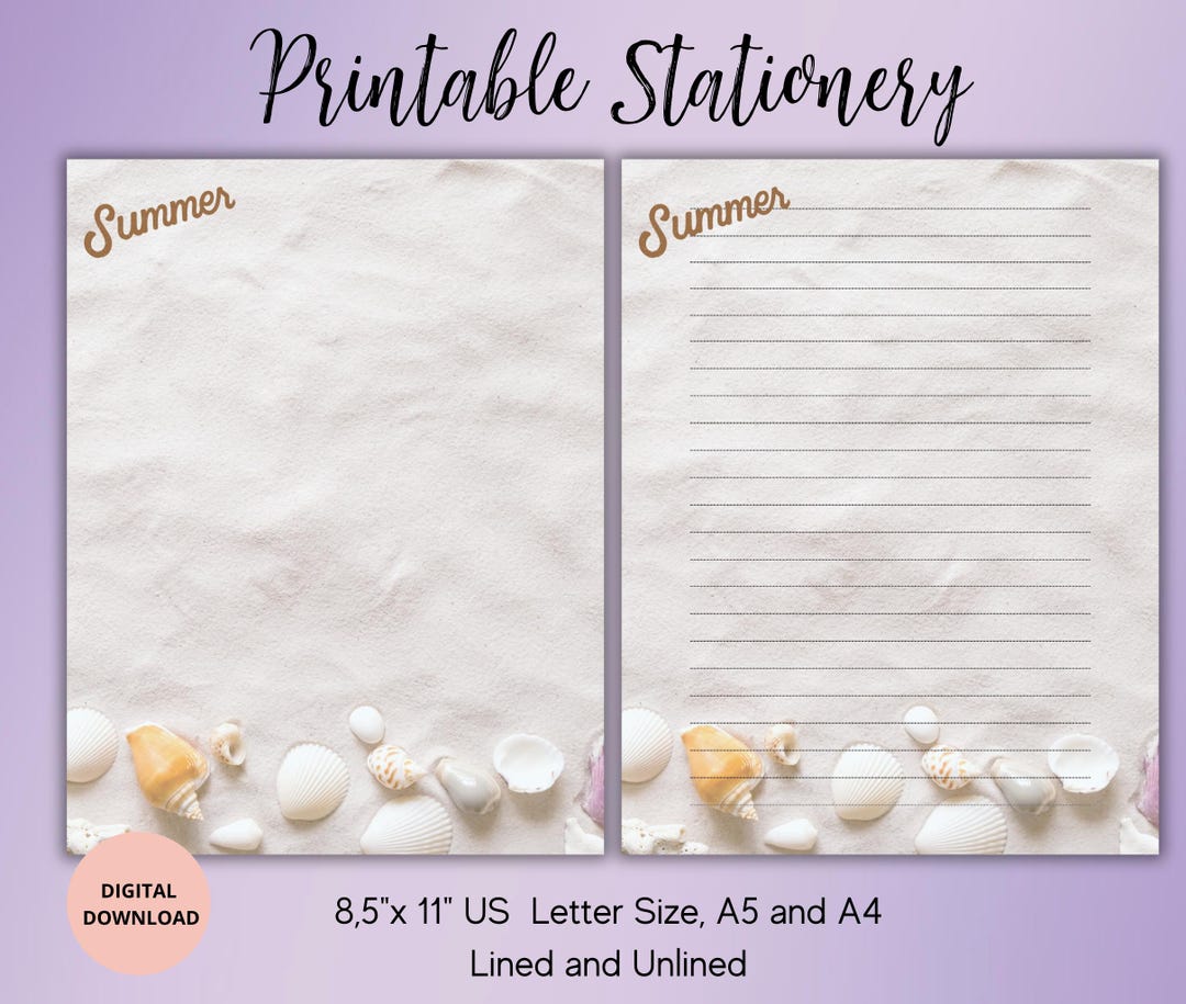 Beach Printable Stationery Digital Download,printable Writing Paper ...