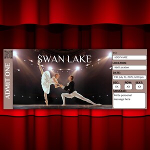 Ballet Ticket Editable Template-ballet Gift Ticket-ballet Lover Gift ...