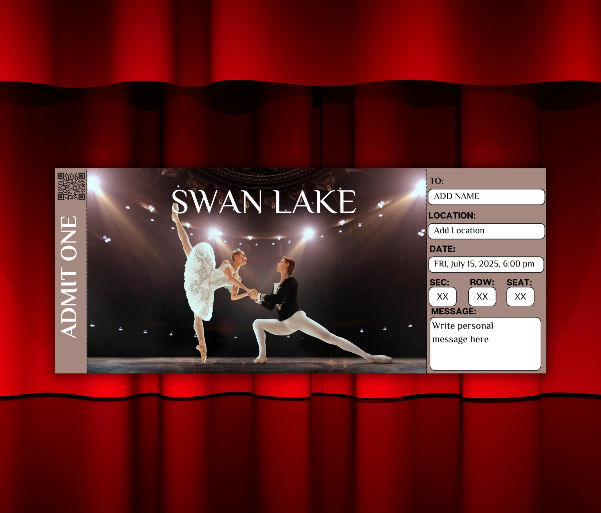Ballet Ticket Editable Template-ballet Gift Ticket-ballet Lover Gift ...