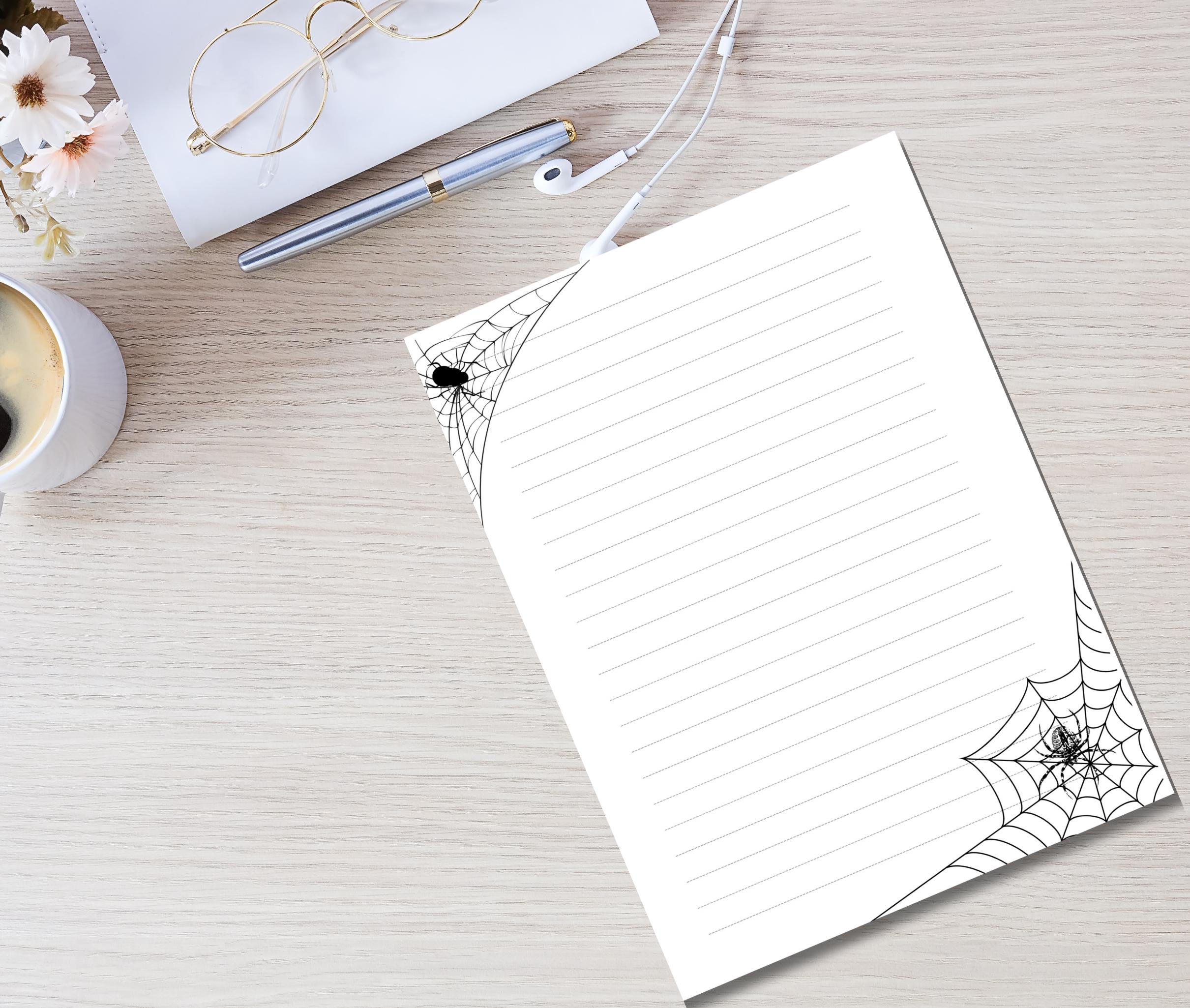 Spider Printable Stationary-halloween Printable Stationery-spider Web ...