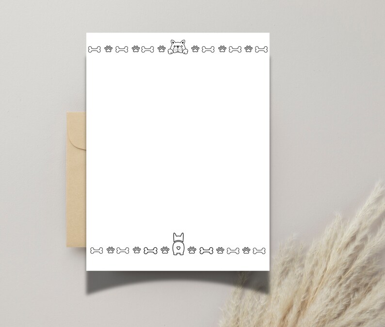 Dog Lover Printable Stationery-dog Paw Writing Letter Paper Set Lined ...