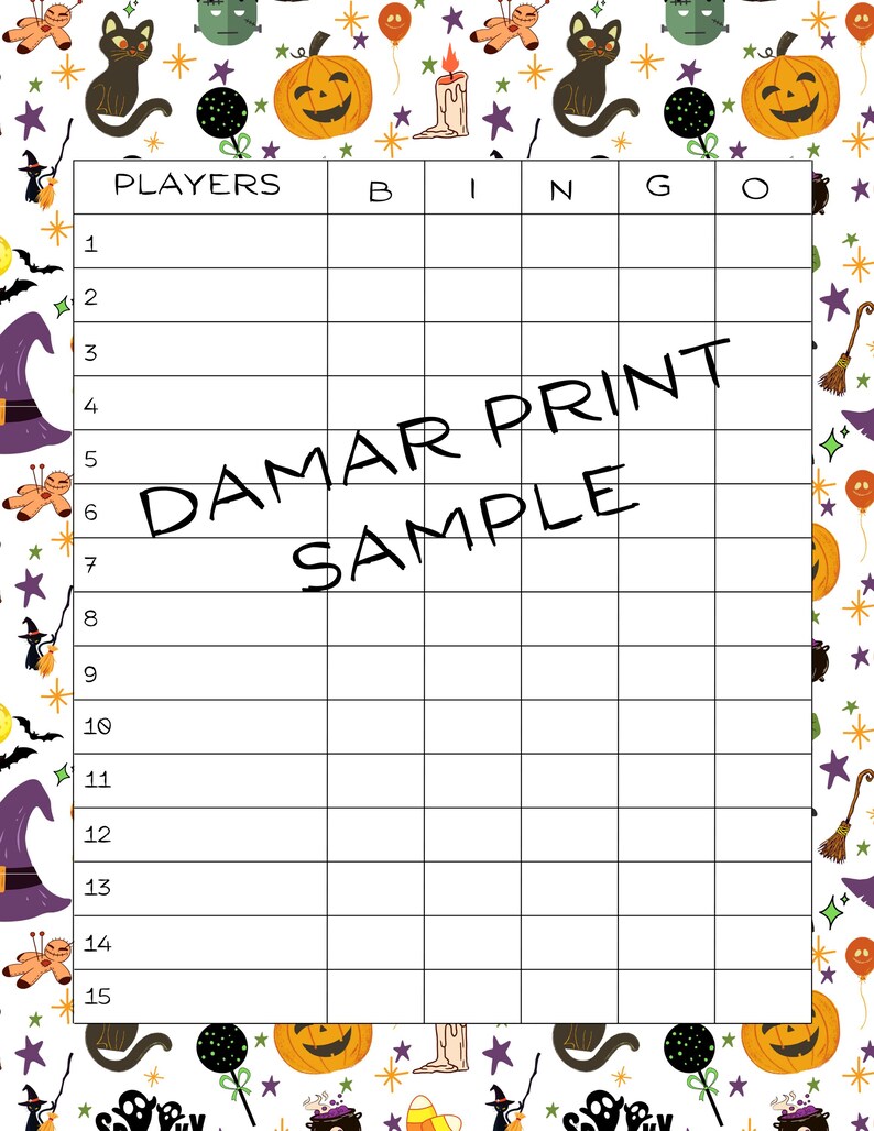 Halloween Printable Bingo Boards Bundle-bingo Boards 1-15 Lines ...