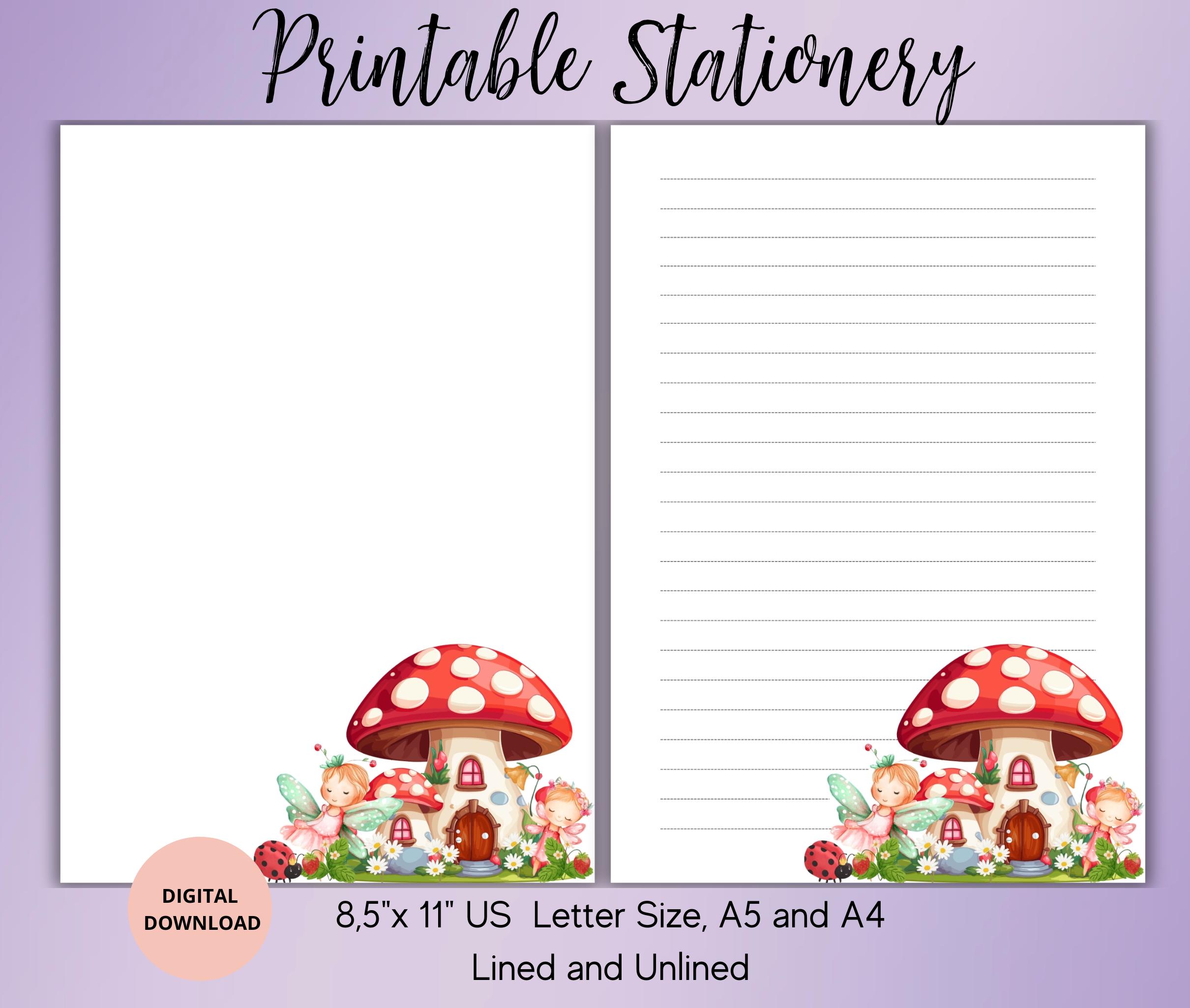 Fairies With Mushrooms Printable Stationery-fairytale Writing Paper Set ...
