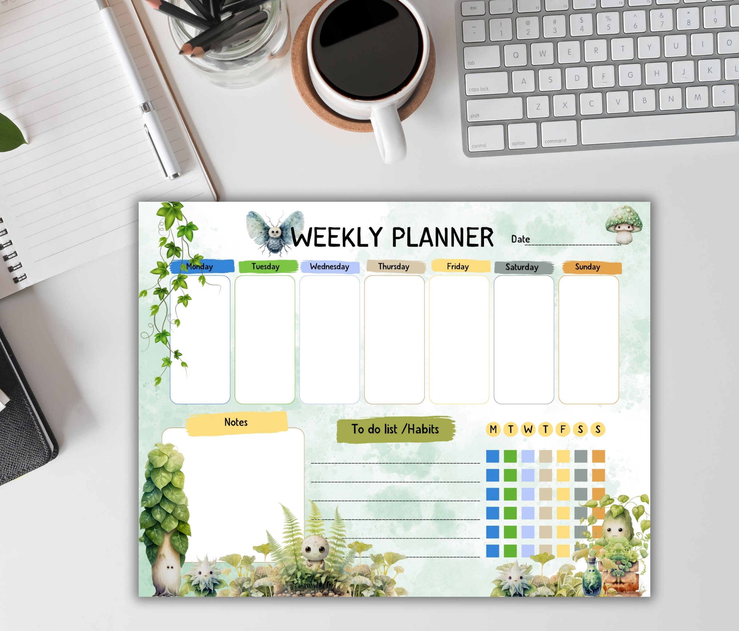 Editable Printable Weekly Planner-kids Weekly Planner-fantasy Children ...