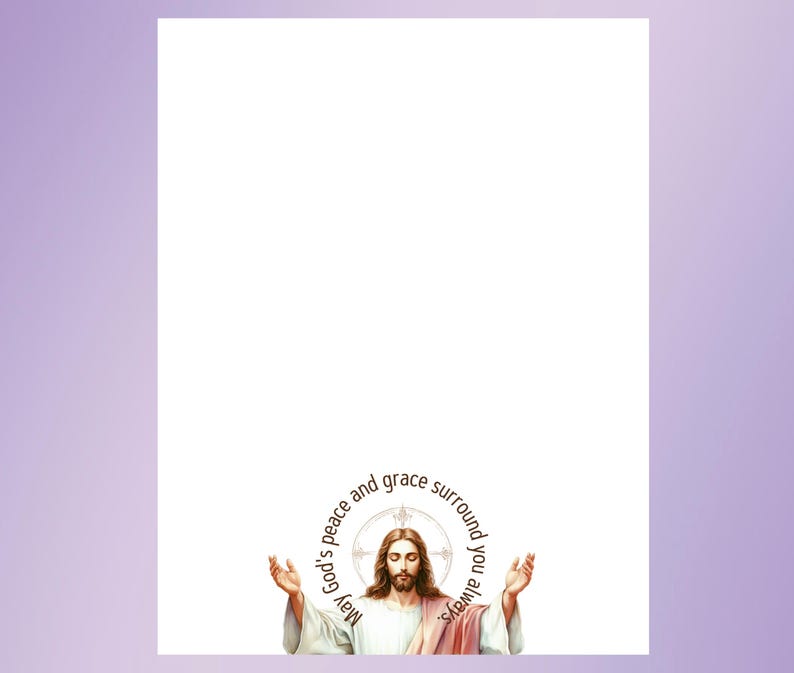 Christian Religious Printable Stationery Digital Letter Lined Unlined ...