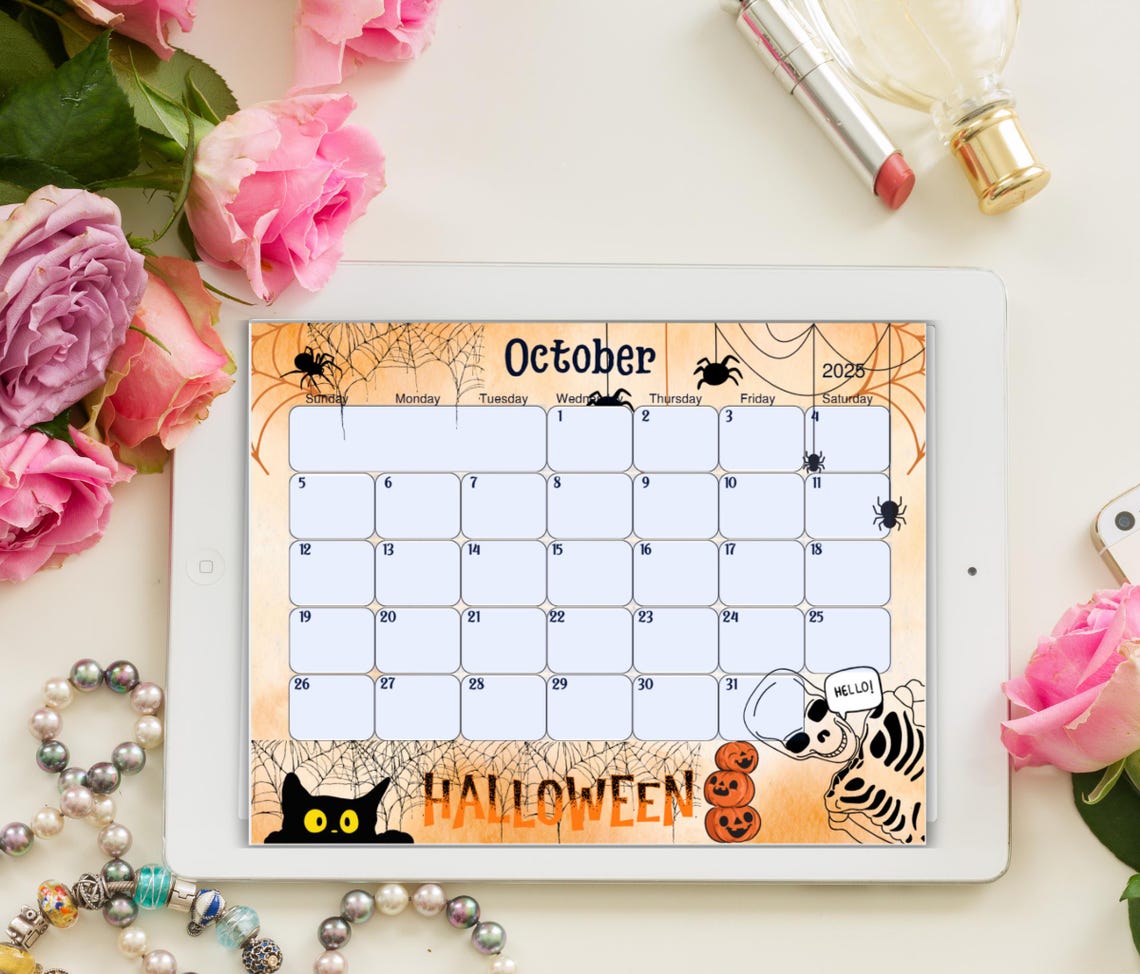 Editable Printable October 2025 Calendar-cute Spooky Halloween 2025 ...