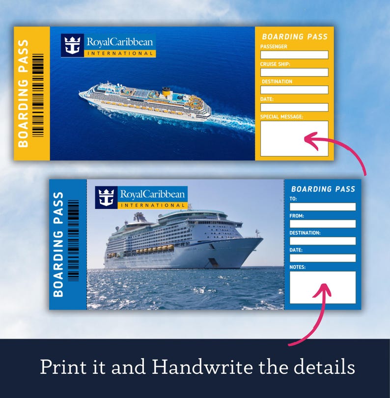 Editable Royal Caribbean Cruise Ticket-print Surprise Gift Cruise ...