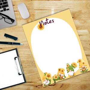 Gnome Printable Notes-printable Gnome Stationary-sunflowers Printable ...