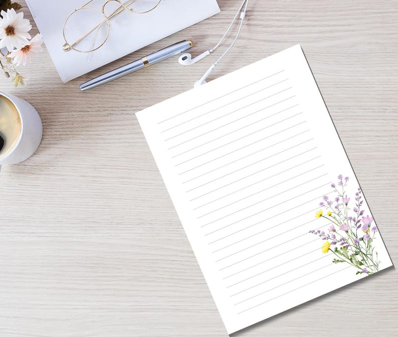 Wildflower Writing Set,flower Printable Stationery,writing Paper Letter ...