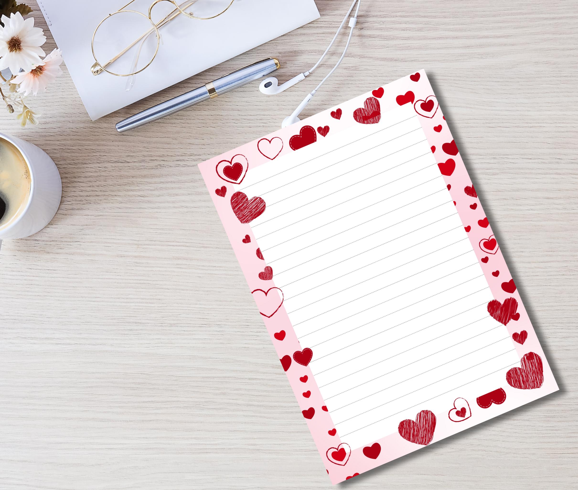 Hearts Printable Stationery-valentine's Day Printable Writing Paper ...