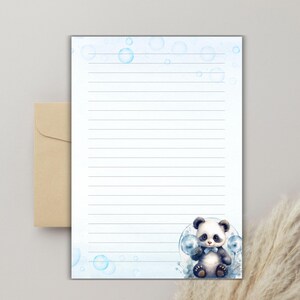 Cute Panda Printable Stationery-kids Stationary-animal Writing Paper ...