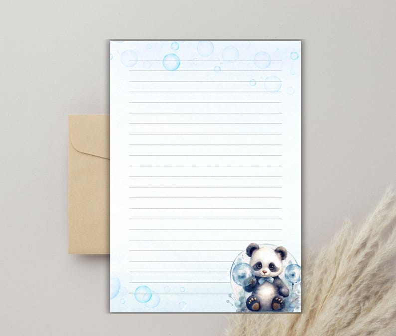 Cute Panda Printable Stationery-kids Stationary-animal Writing Paper ...