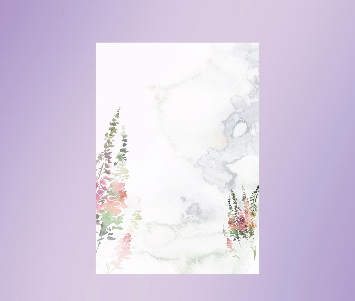 Watercolor Flower Printable Stationery Wildflower Stationary Floral ...