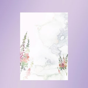 Watercolor Flower Printable Stationery Wildflower Stationary Floral ...
