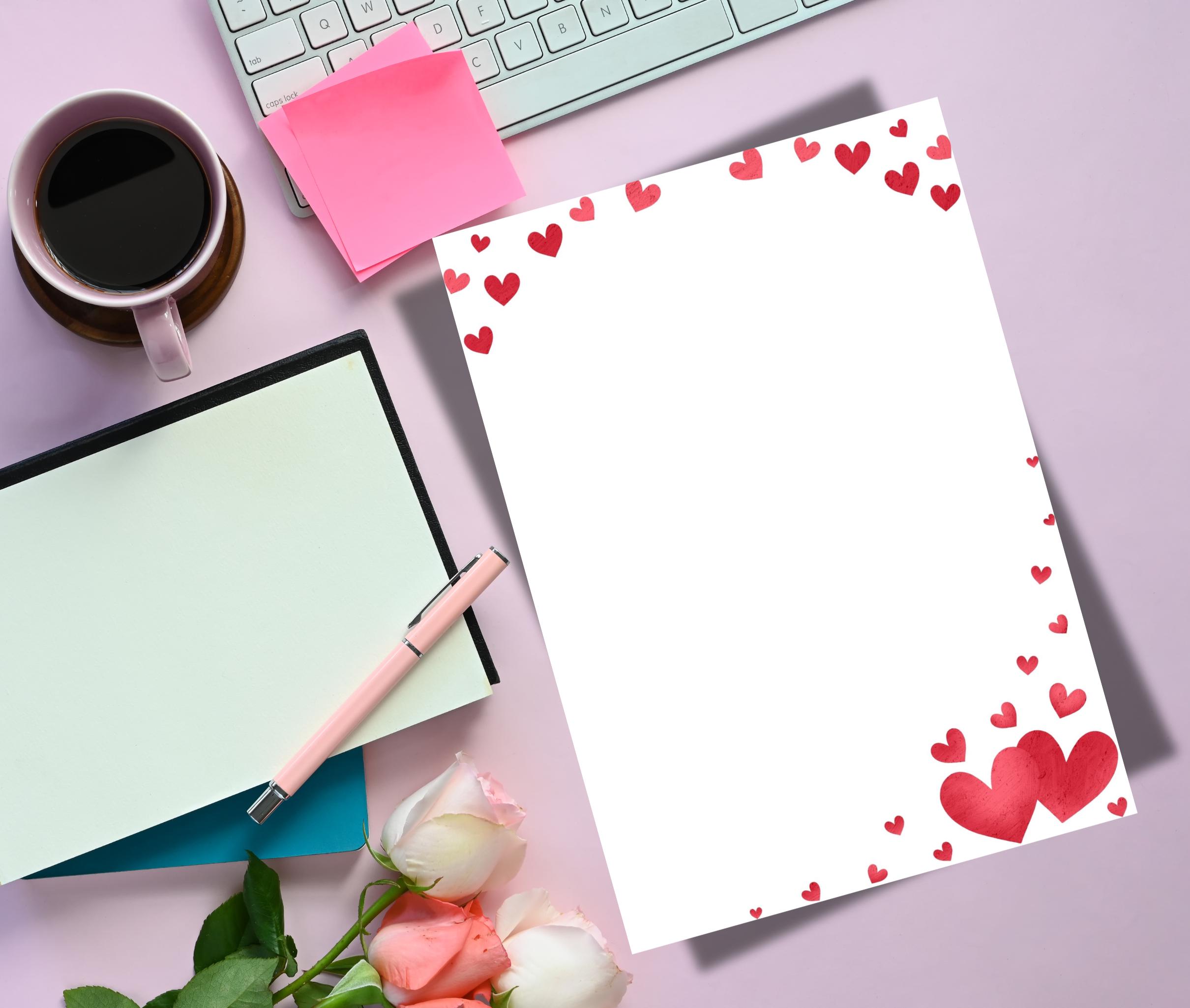 Heart Printable Stationery-valentine's Day Printable Writing Paper ...