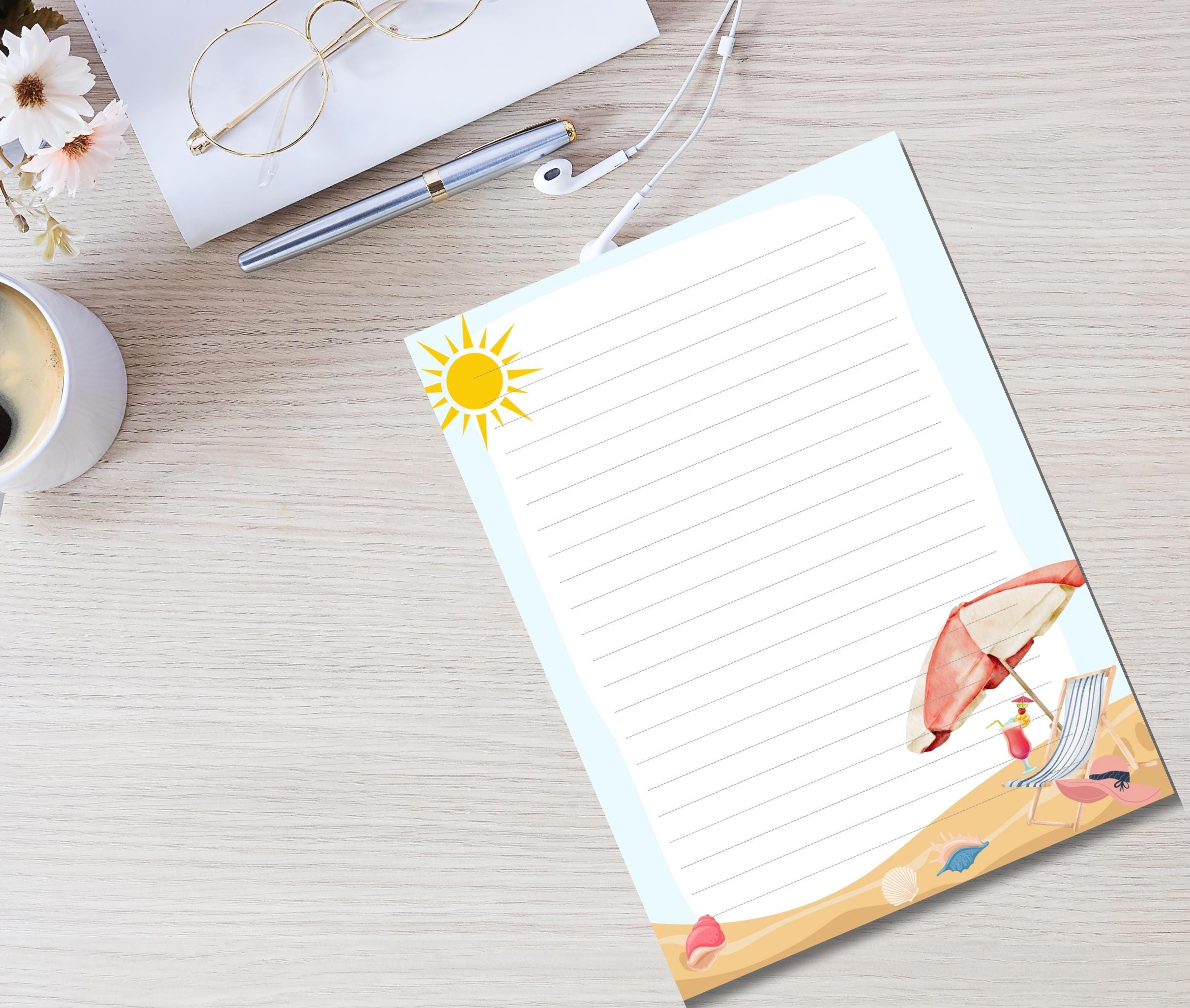 Summer Beach Printable Stationery- Beach Printable Stationary-letter ...