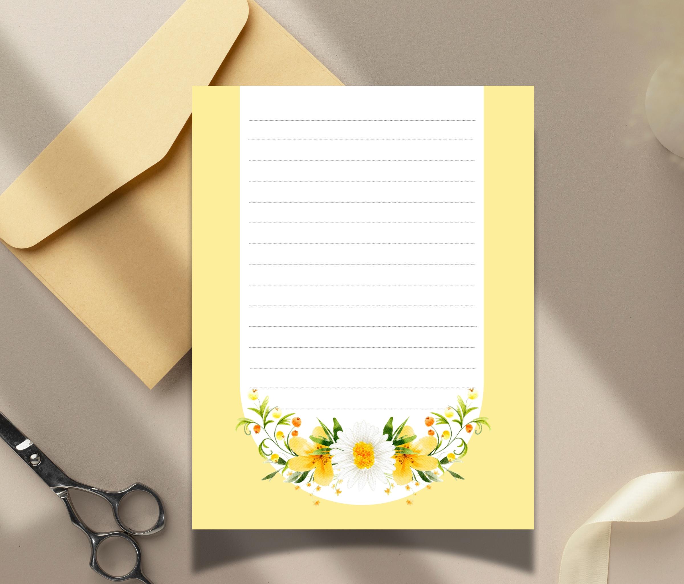 Bee With Flower Printable Stationery-bee Honey Writing Paper Unlined ...