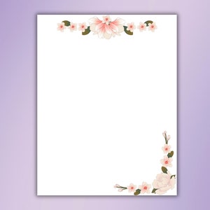 Flower Printable Stationery-floral Writing Paper Set A4/A5/US Letter ...