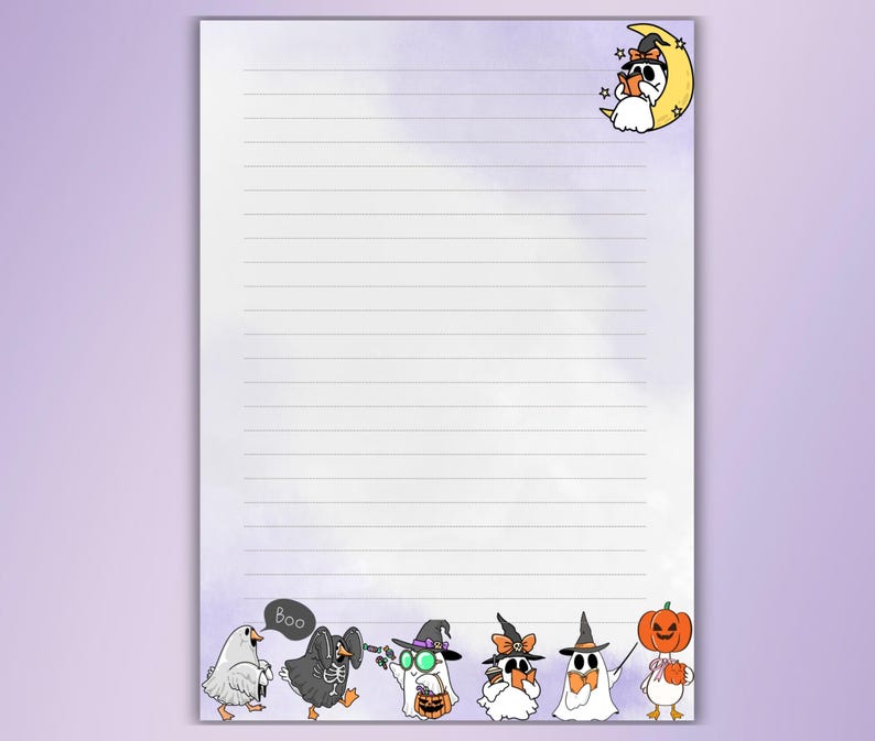 Halloween Printable Stationary Set-halloween Writing Paper Lined ...