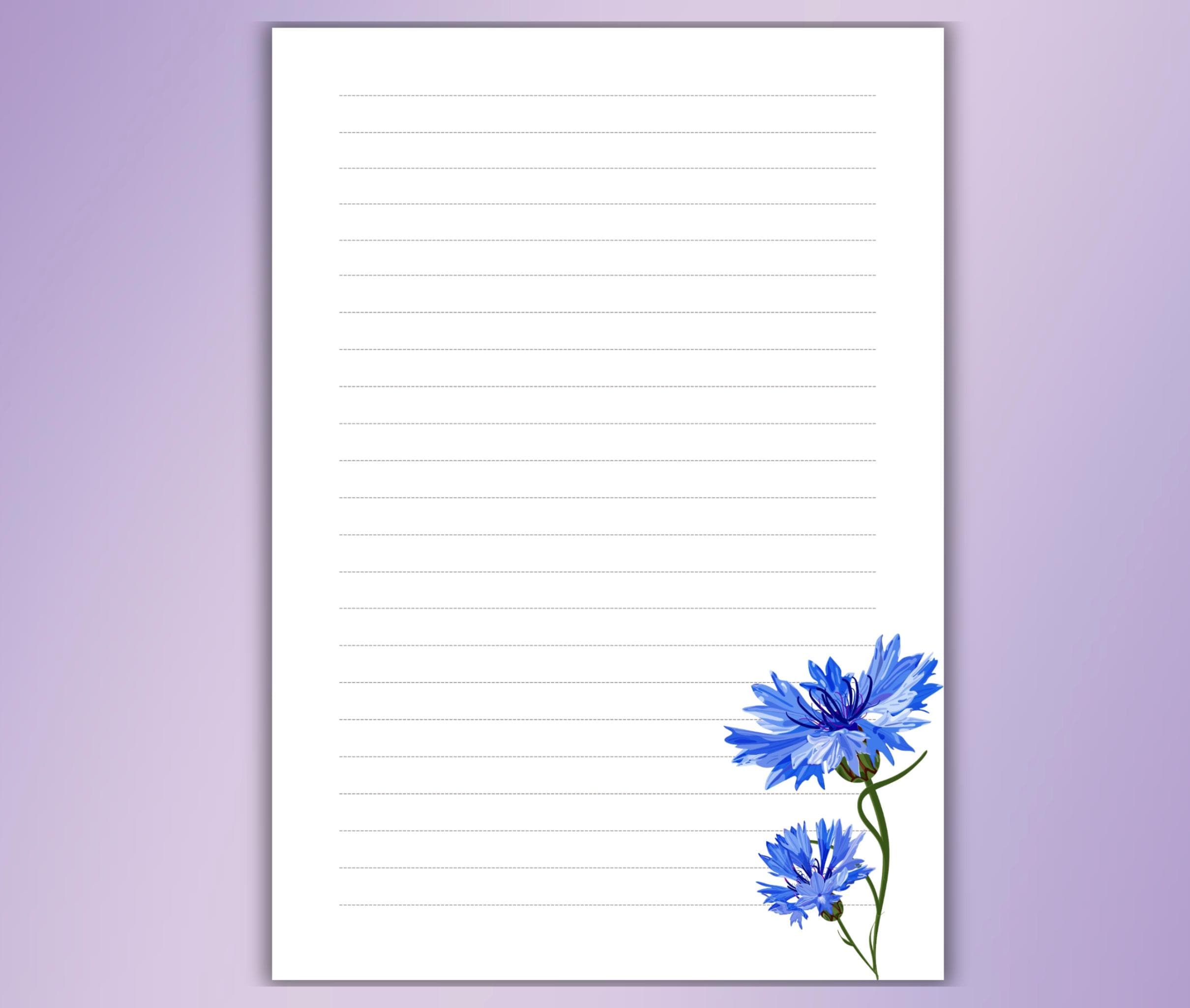 Cornflowers Printable Stationery Sets-digital Letter-flower Writing ...