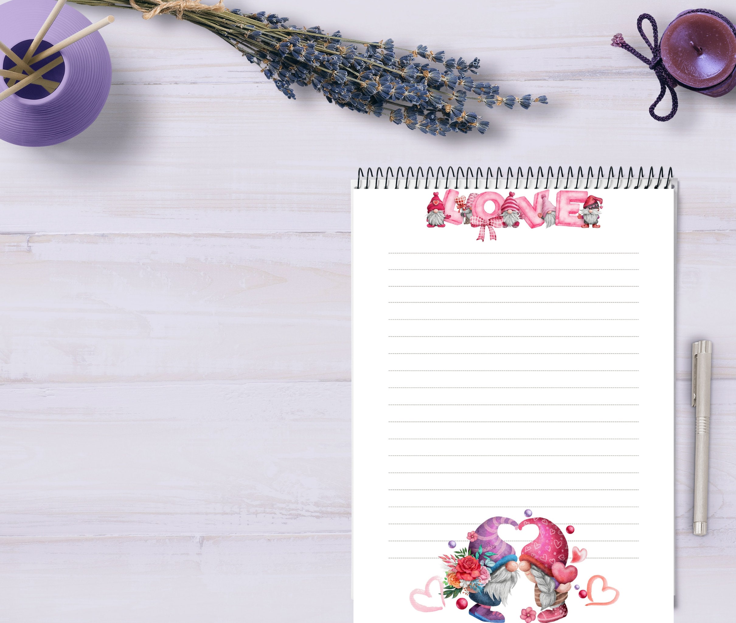 Gnome Printable Stationery-love Gnome Stationary-valentine's Day ...