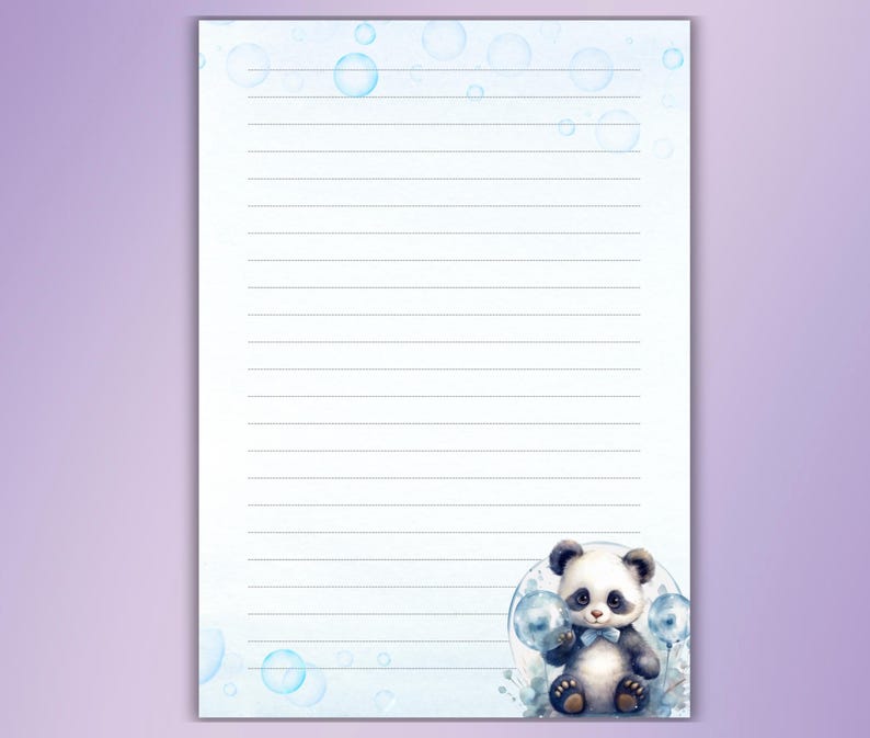 Cute Panda Printable Stationery-kids Stationary-animal Writing Paper ...