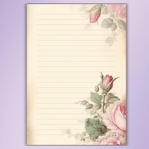 Vintage Paper With Roses Printable Stationery Set-flower Writing Paper ...