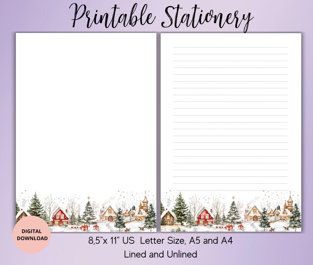Winter Printable Stationery-christmas Writing Paper Set A5/A4/US Letter ...
