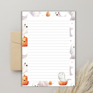 Cute Ghosts and Pumpkin,cute Notepaper,autumn Printable Stationery ...