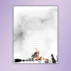 Witch Halloween Printable Stationery,cute Stationary, Pen Pal Supplies ...