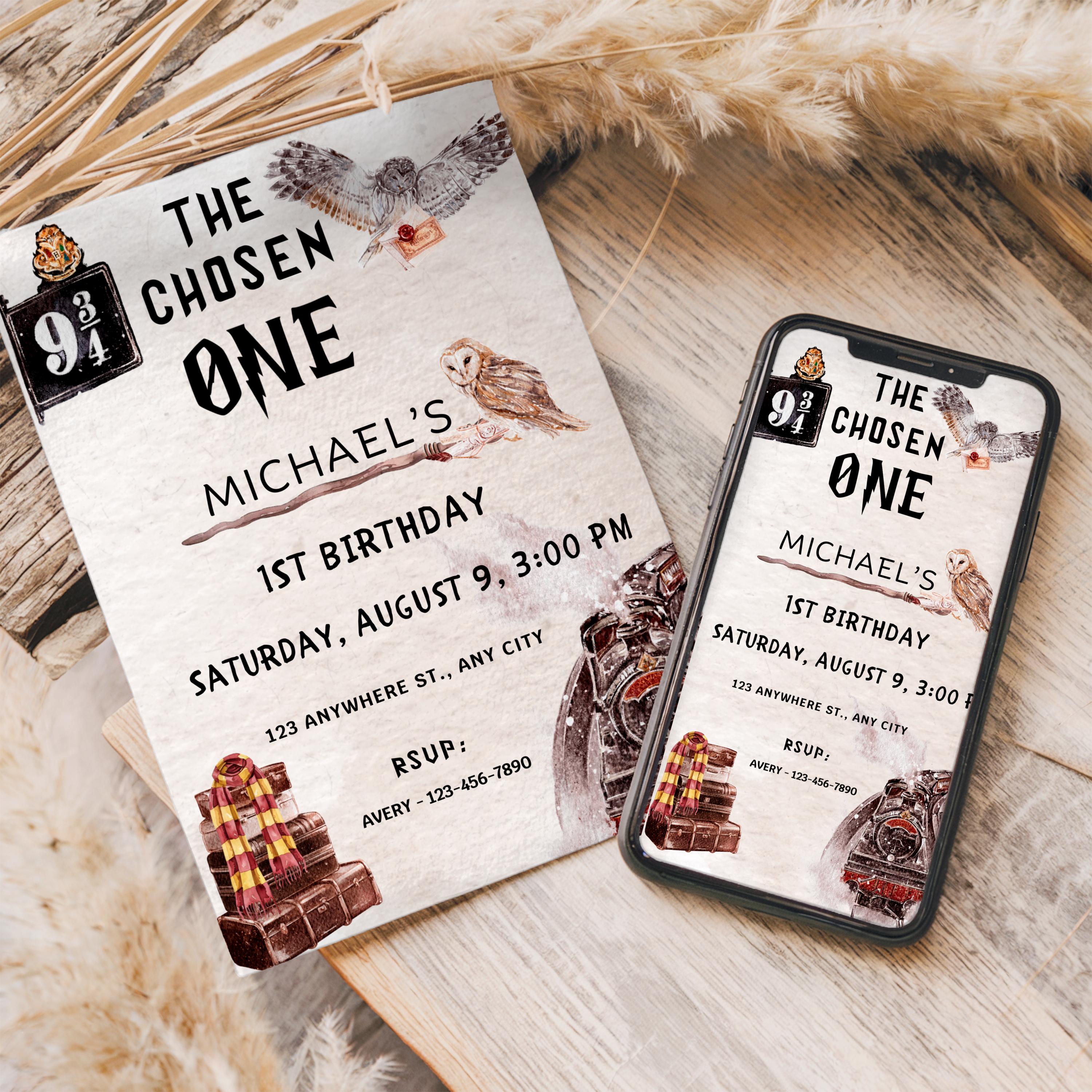 Editable the Chosen One Invitation-wizard,magic School Wizardry Theme ...